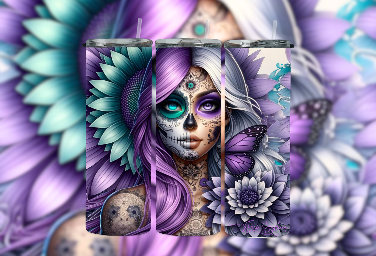 Purple Skull Candy Girl With Butterfly's – 2Face Graphics