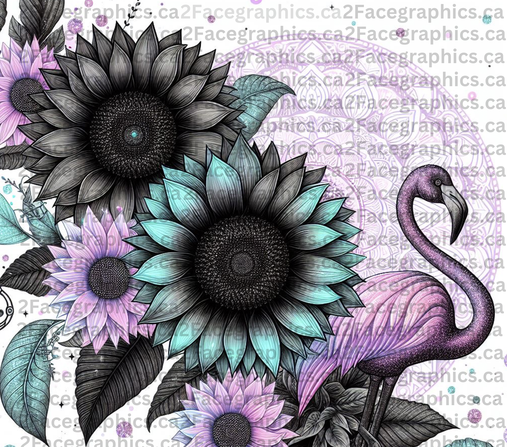 Purple Turquoise Flamingo WRAP – 2Face Graphics